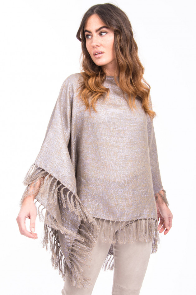 Brunello Cucinelli Poncho mit Schimmer-Effekt in Beige/Silber | GRUENER.AT