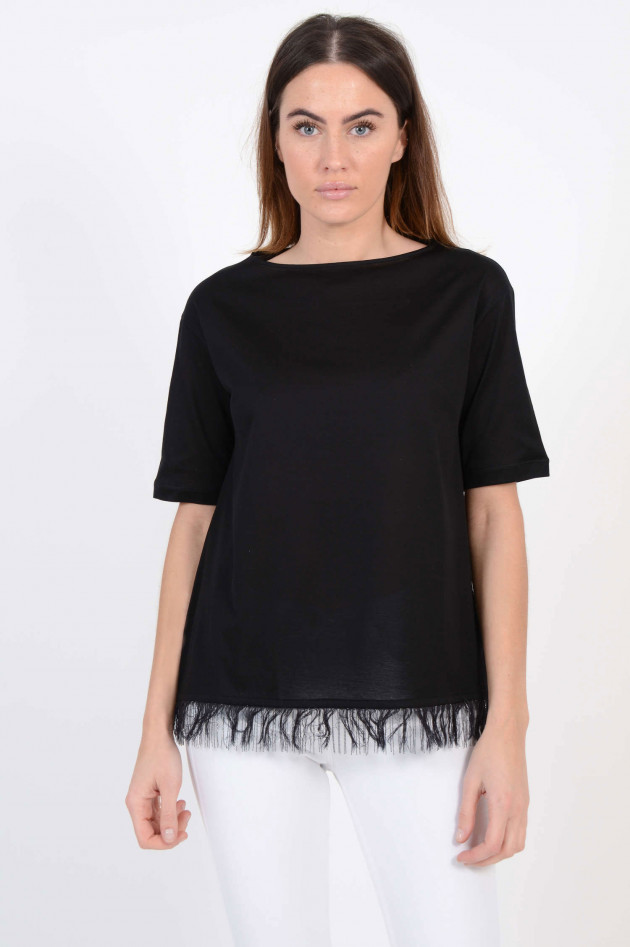Fabiana Filippi Shirt mit Fransen und Schmucksteinkette in Schwarz ...